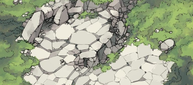 The HILLSIDE CAVE battle map by 2-Minute Table Top