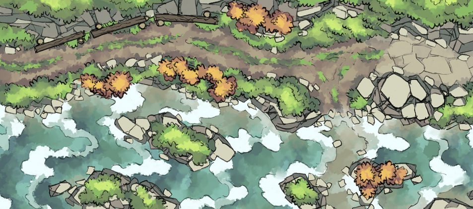 The RIVERSIDE ROAD battle map by 2-Minute Table Top