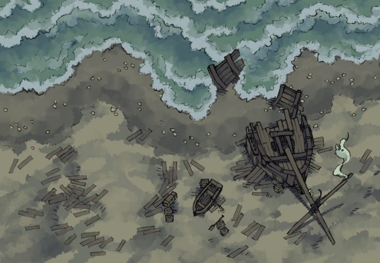 The SHIPWRECK battle map by 2-Minute Table Top