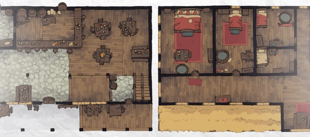Tavern / Inn RPG Battle Map by 2-Minute Table Top, the Typical Tavern