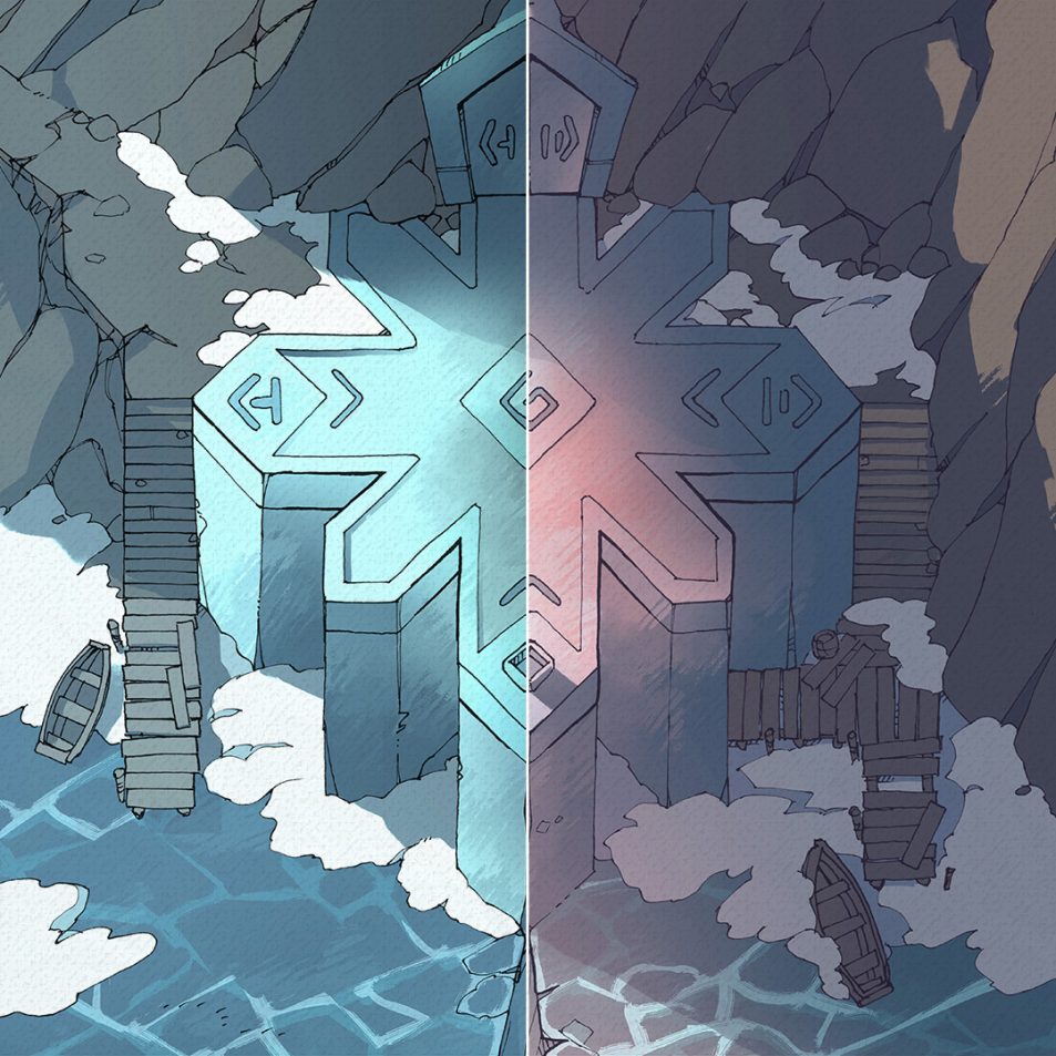 Ice Temple frozen lake RPG battle map, Instagram | 2-Minute Tabletop