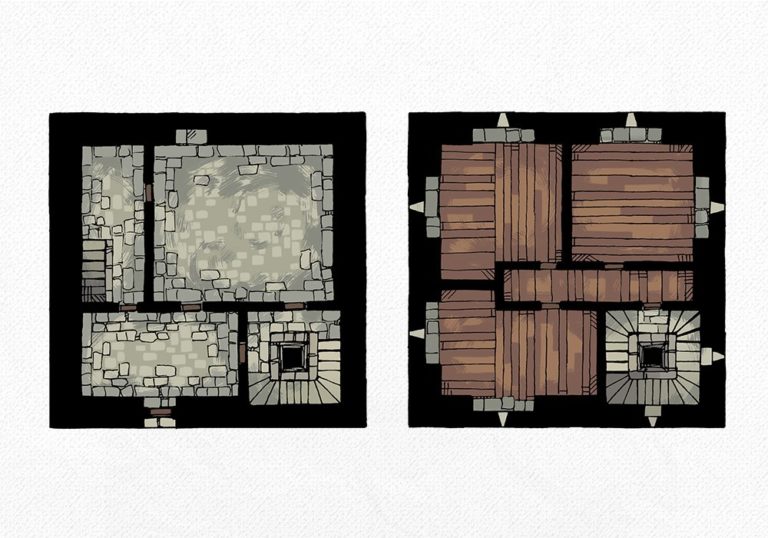 Square Keep Battle Map | RPG Content by 2-Minute Tabletop