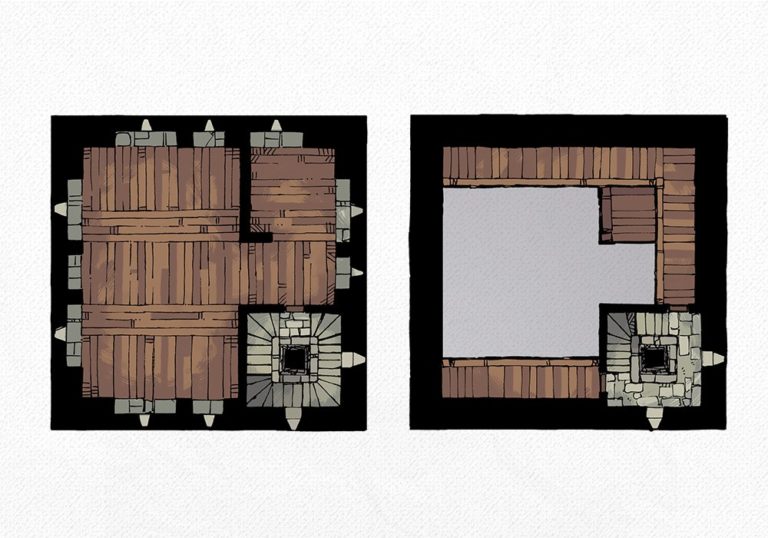Square Keep Battle Map | RPG Content by 2-Minute Tabletop