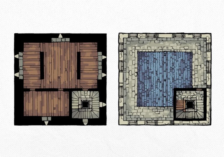 Square Keep Battle Map | RPG Content by 2-Minute Tabletop