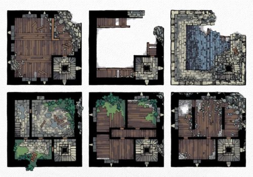 Ruined Keep | Hand-Drawn Battle Map by 2-Minute Tabletop
