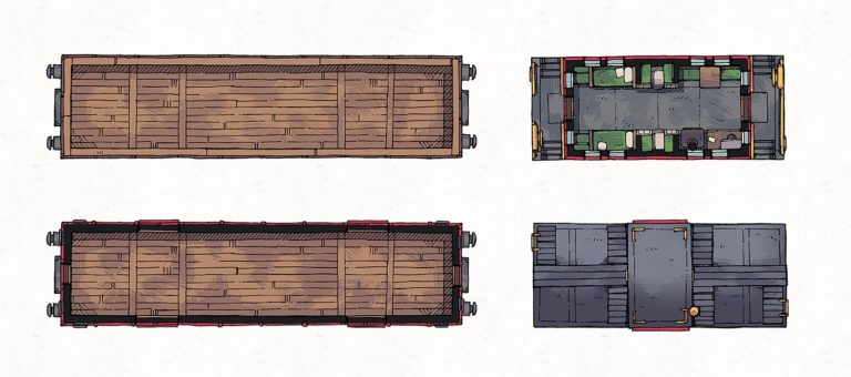 Train Caboose & Cargo Cars | Free RPG Assets by 2-Minute Tabletop