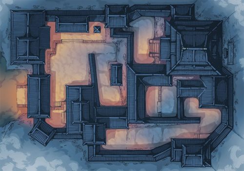 Japanese Castle RPG Battle Map by 2-Minute Tabletop
