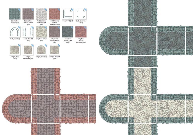 City Street Tiles + Seamless Road Textures for Custom-Made Battle Maps