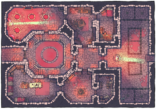 Cultist Lair Dungeon Map – Fantasy Battle Map by 2-Minute Tabletop
