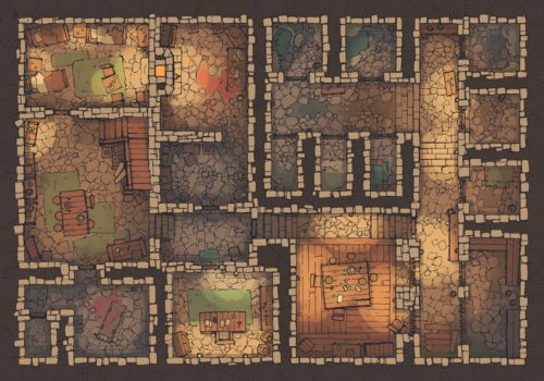 Dungeon Jail (22x16) Base Map, Dark | 2-Minute Tabletop