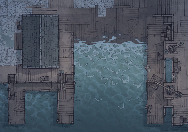 The Shipyard – A Free Port / Harbor Battle Map from 2-Minute Tabletop