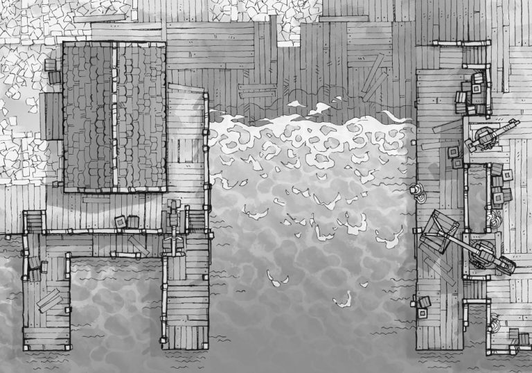 The Shipyard – A Free Port / Harbor Battle Map from 2-Minute Tabletop