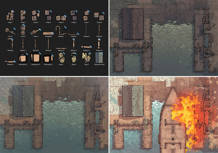 The Shipyard – A Free Port / Harbor Battle Map from 2-Minute Tabletop