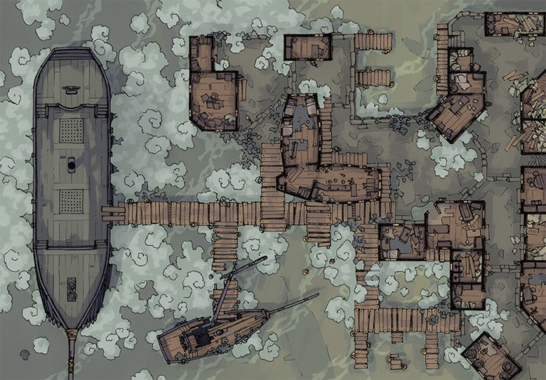 Docks of the Dead Pack – Fantasy Maps & Assets by 2-Minute Tabletop