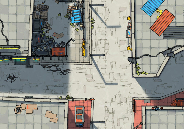 200+ Cyberpunk City Map Assets & Battle Maps from 2-Minute Tabletop