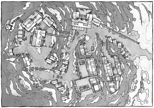 The Mining Town – Cliffside Town Map by 2-Minute Tabletop