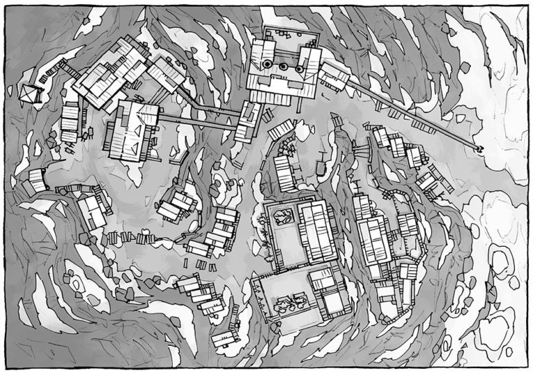 The Mining Town – Cliffside Town Map by 2-Minute Tabletop