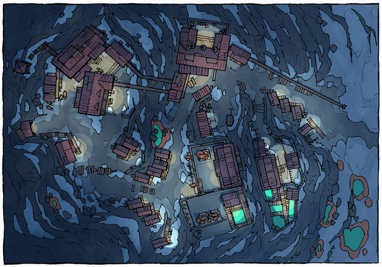 The Mining Town – Cliffside Town Map by 2-Minute Tabletop