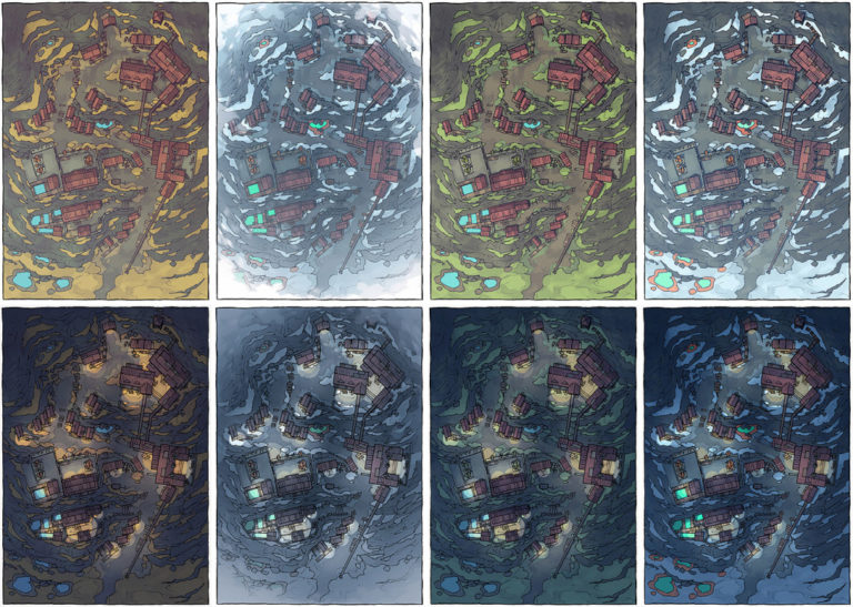 The Mining Town – Cliffside Town Map by 2-Minute Tabletop
