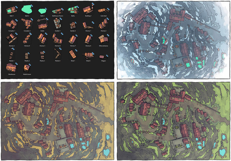 The Mining Town Map (16x22) by 2-Minute Tabletop