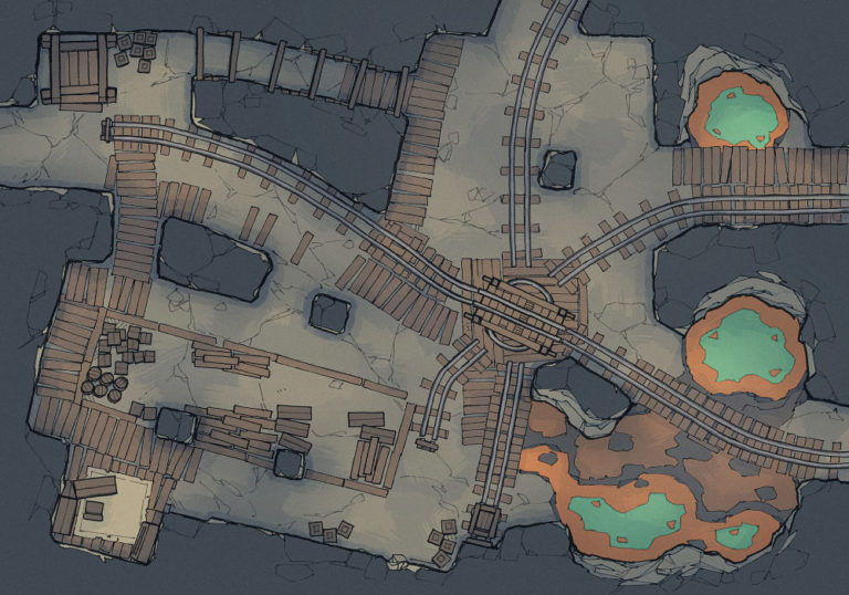 Abandoned Tunnels | Cave Battle Map by 2-Minute Tabletop