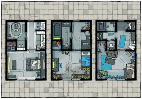 Cyberpunk Apartments – Battle Maps by 2-Minute Tabletop