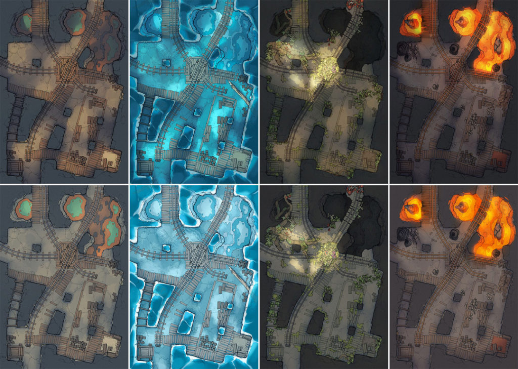 The Thermal Mines – Overgrown, Glacial, & Volcanic Battle Maps & Assets