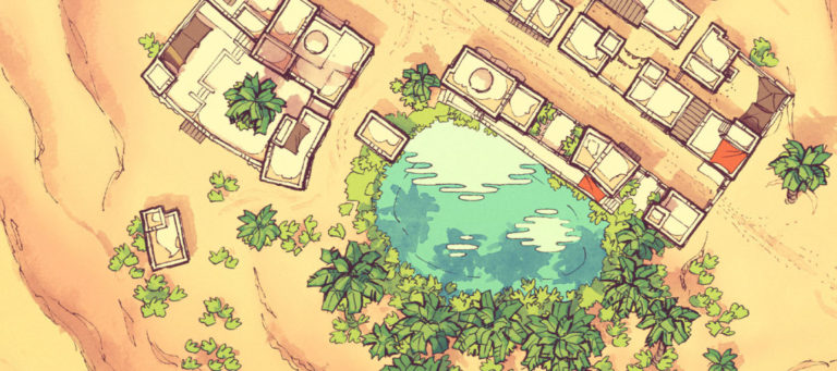 A Desert Oasis Town Map – A Desert Village by 2-Minute Tabletop