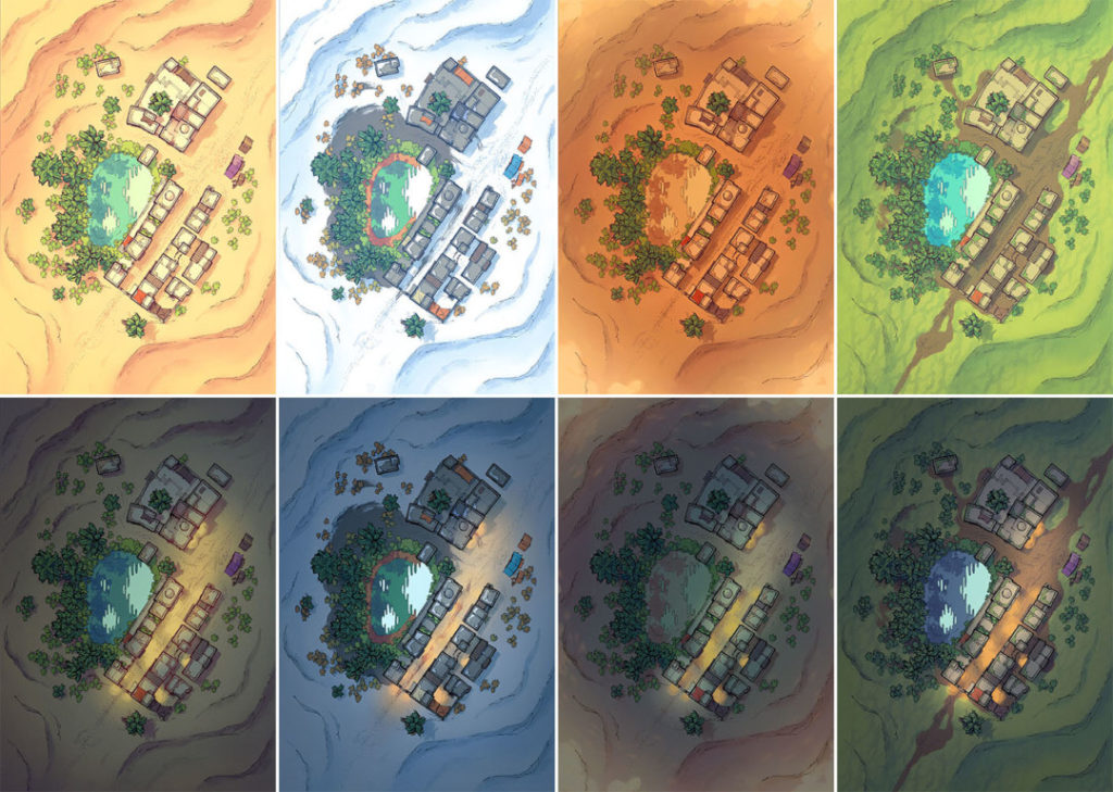 The Desert Oasis Town Pack | Town Maps & Assets by 2-Minute Tabletop