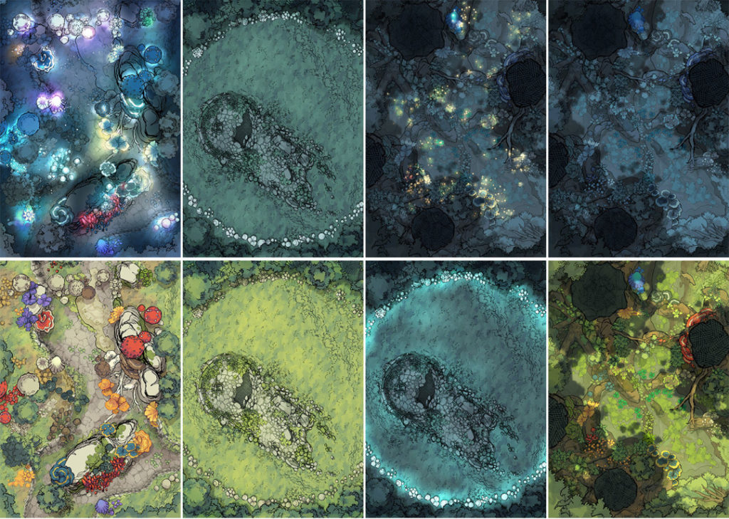 The Forest Fungi Map Assets Pack | Maps & Assets by 2-Minute Tabletop