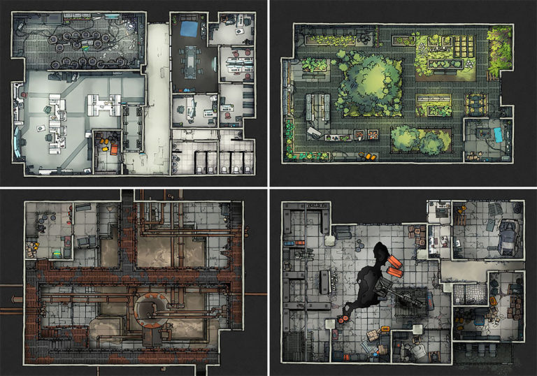 Secret Research Facility | Laboratory battle map by 2-Minute Tabletop