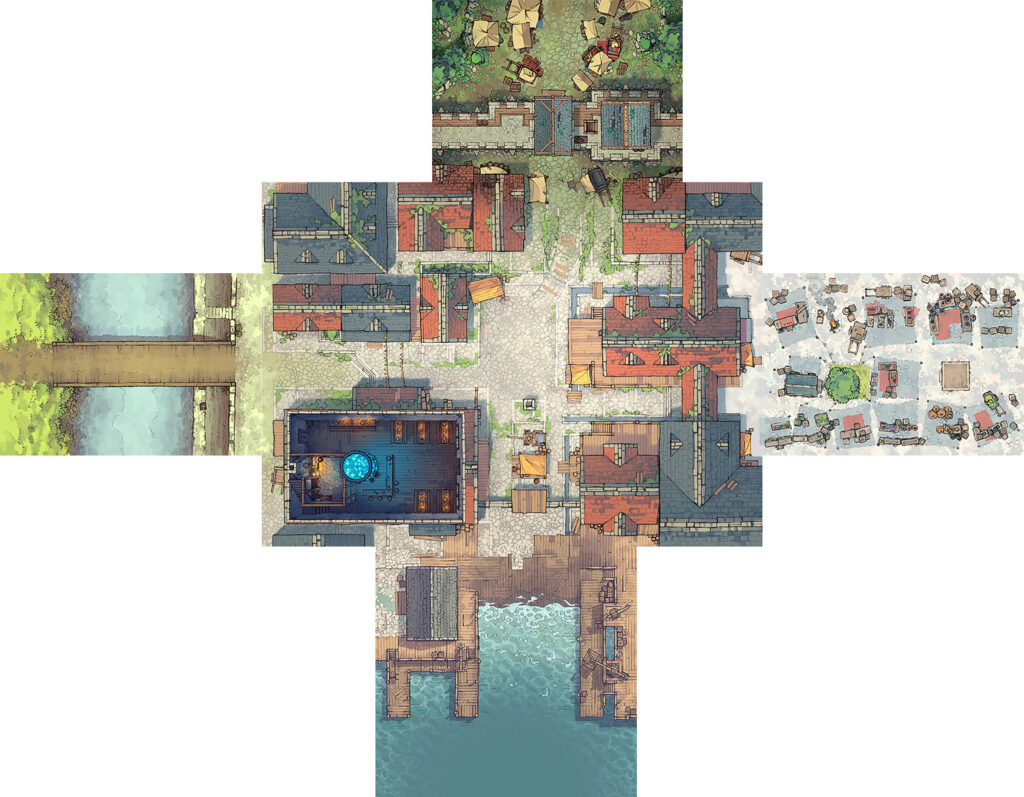 Town Center battle map - Extended preview | 2-Minute Tabletop