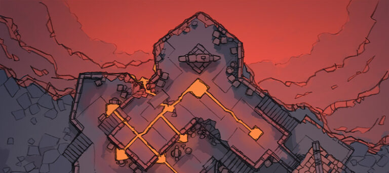 Volcanic Forge battle map - Banner | 2-Minute Tabletop