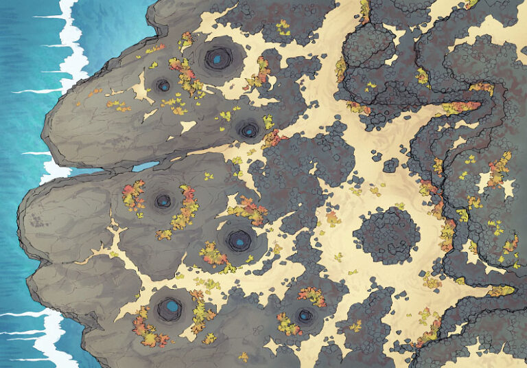 The Crab Rock Battle Map | Fantasy Maps from 2-Minute Tabletop