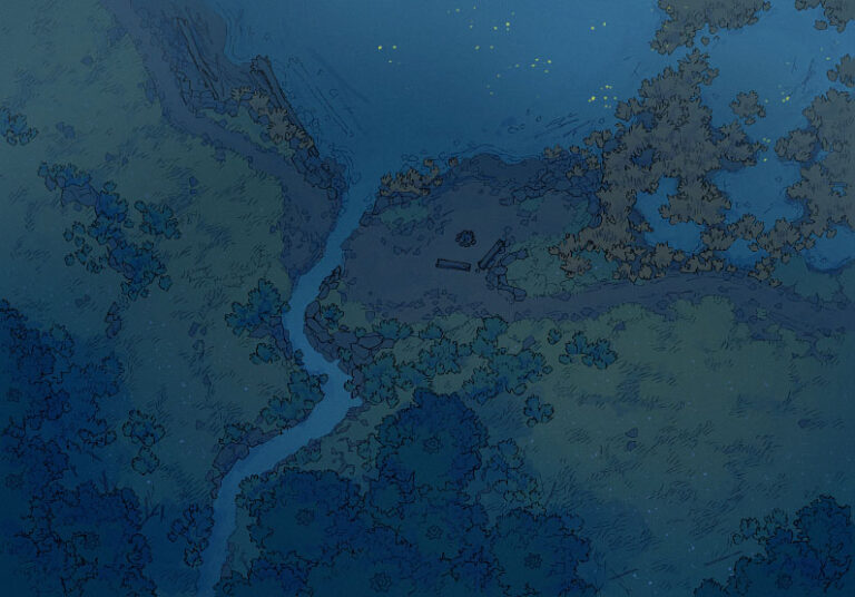 The Lakeside Camp battle map by 2-Minute Tabletop