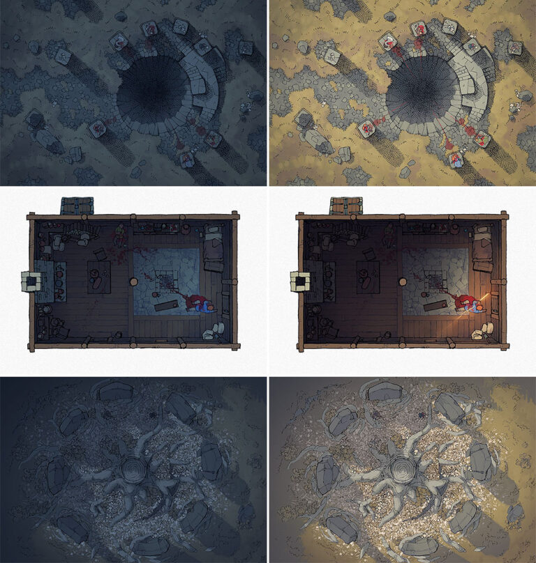 The Blood & Bodies Map Assets Pack by 2-Minute Tabletop