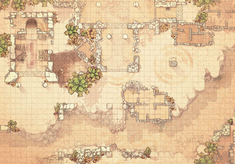 The Ancient Desert Ritual Room battle map by 2-Minute Tabletop