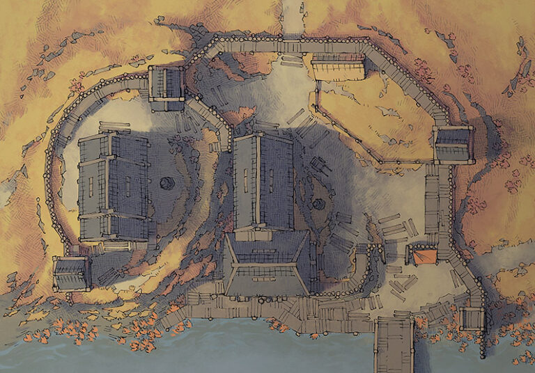 The River Fort battle map by 2-Minute Tabletop