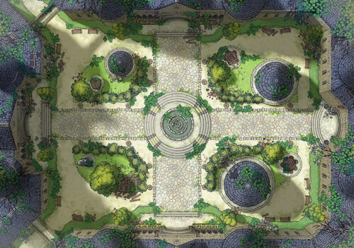 The Wizarding School Courtyard Pack | Maps & Assets by 2-Minute Tabletop