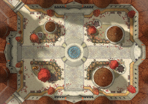 The Wizarding School Courtyard Pack | Maps & Assets by 2-Minute Tabletop