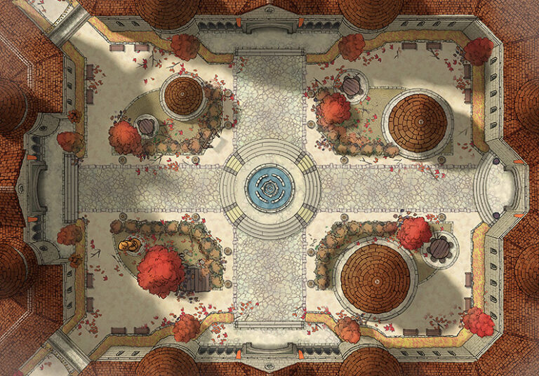 The Wizarding School Courtyard Pack | Maps & Assets by 2-Minute Tabletop