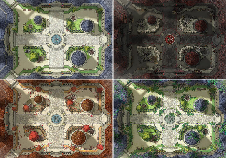 The Wizarding School Courtyard Battle Map | 2-Minute Tabletop