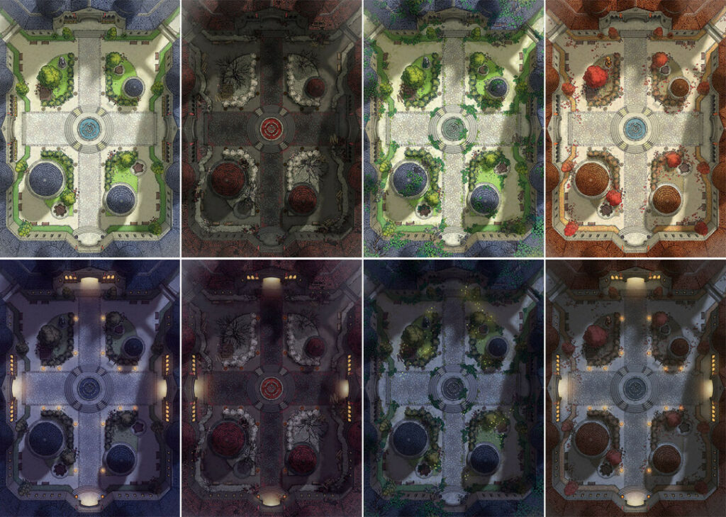 The Wizarding School Courtyard battle map by 2-Minute Tabletop