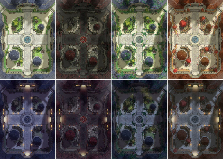 The Wizarding School Courtyard battle map by 2-Minute Tabletop