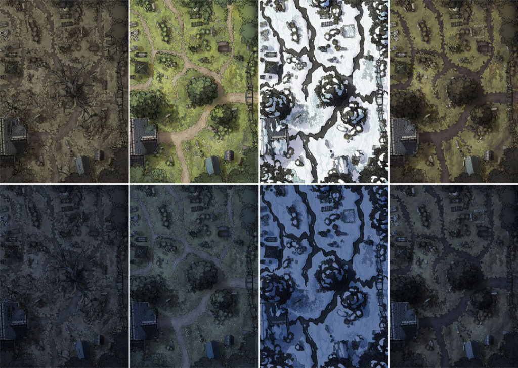 The Haunted Graveyard battle map by 2-Minute Tabletop