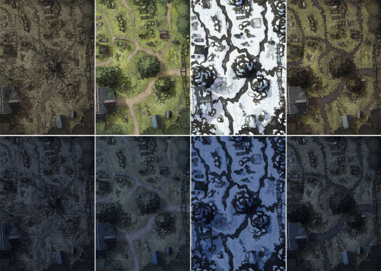 The Haunted Graveyard battle map by 2-Minute Tabletop