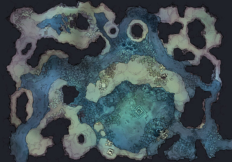 The Pooling Caverns Battle Map | 2-Minute Tabletop