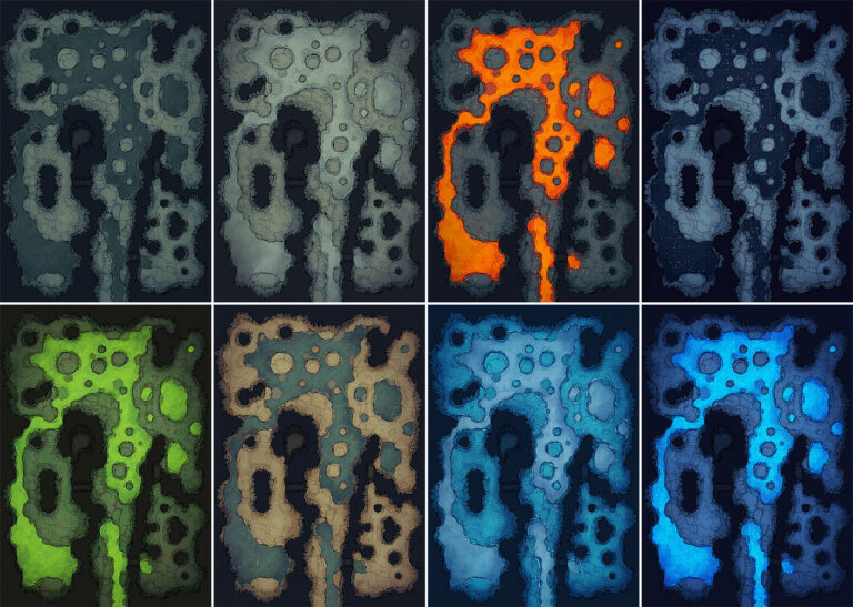 The Acid Cave battle map by 2-Minute Tabletop