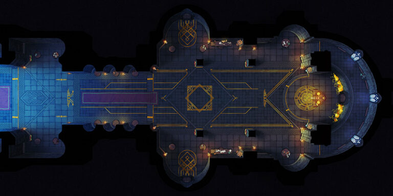 The Dwarven Throne Room battle map by 2-Minute Tabletop
