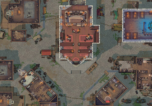 The Medieval City Center battle map by 2-Minute Tabletop